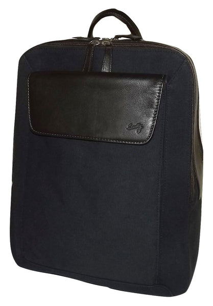 Scully Flint Dual Compartment Canvas & Leather Laptop Backpack - Travel ...