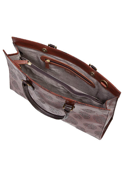 Scully Women's Leather Leaf Embossed Tablet Tote Shoulder Bag - Travel ...